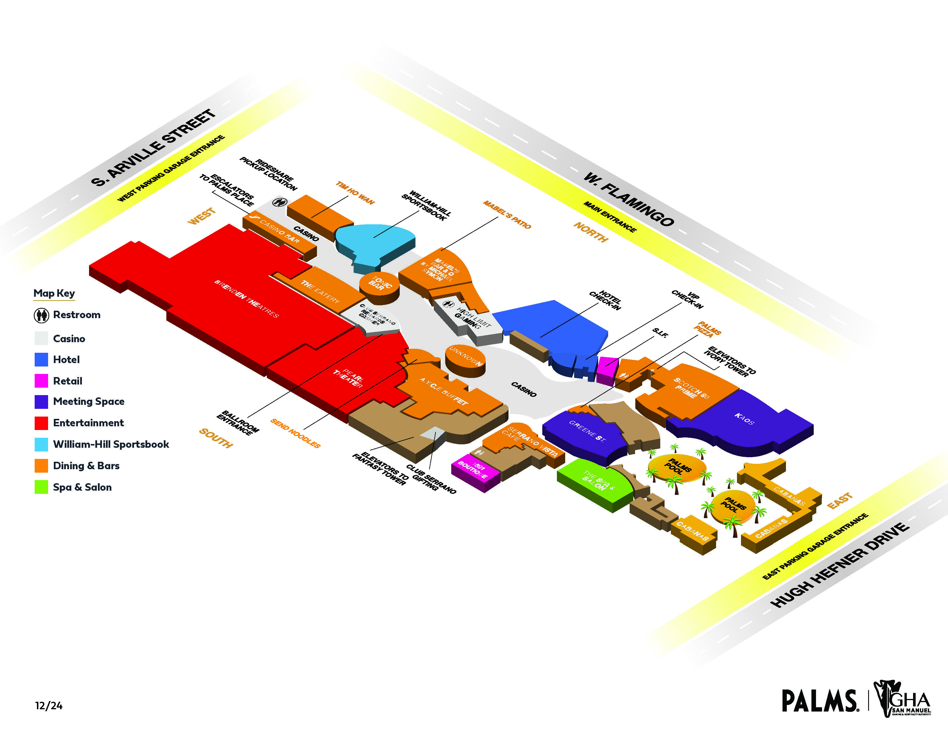 View The Palms Casino Property Map | Palms Casino Resort
